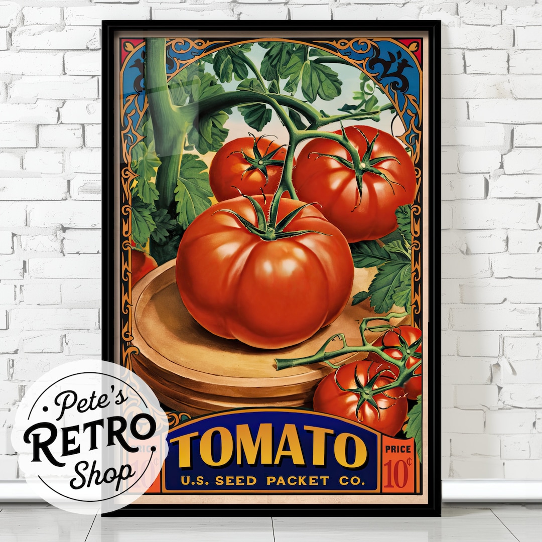 Tomato Seed Packet Poster or Canvas Print. Vintage Kitchen Wall Art ...