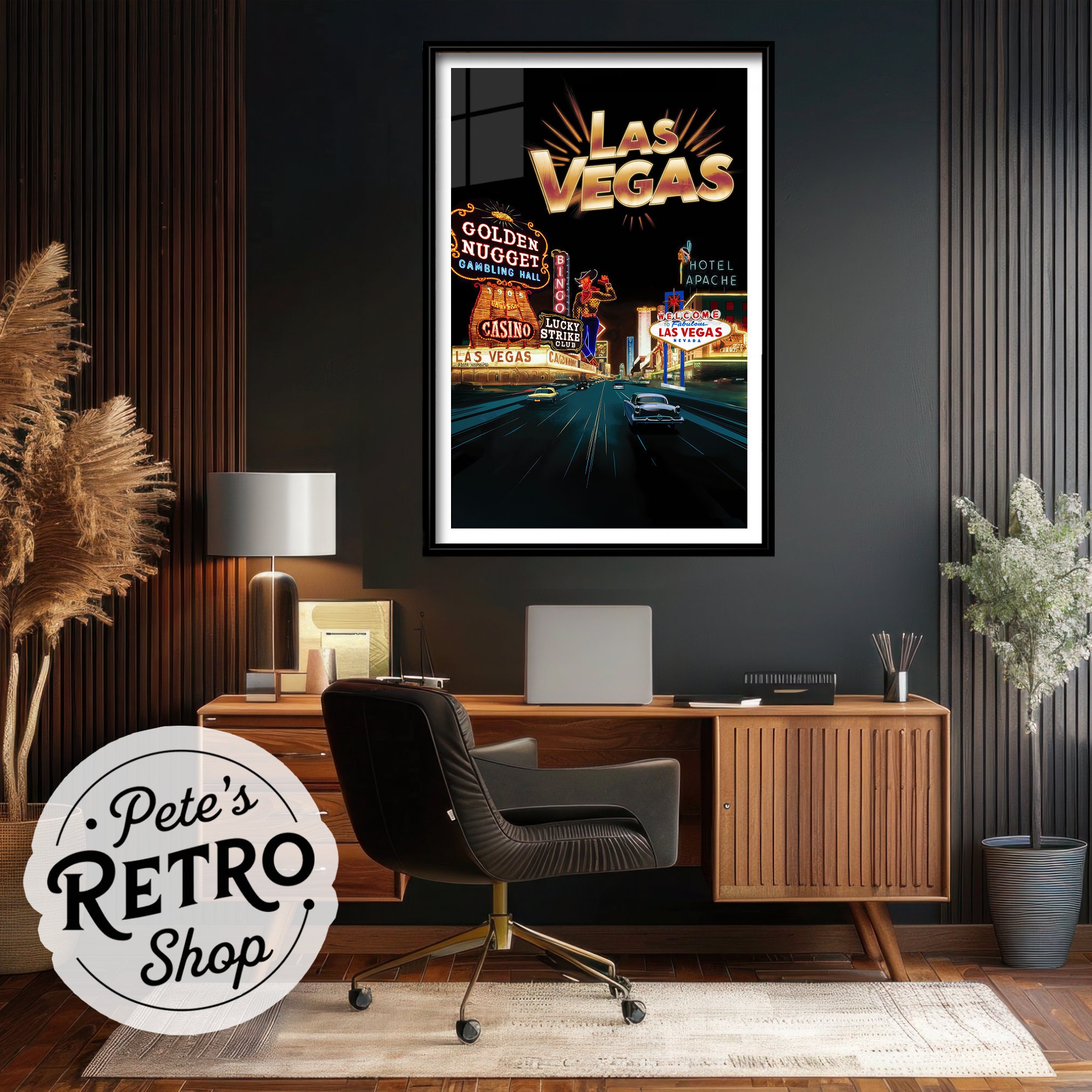 Las Vegas Retro Travel Poster or Framed Canvas Print. Nevada Casino ...