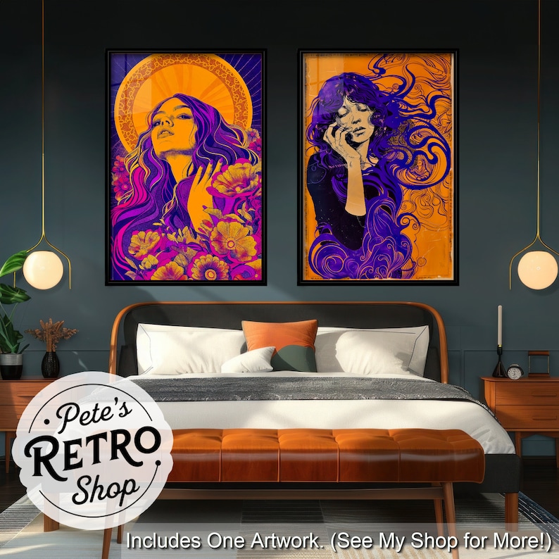 Psychedelic Hippy Girl Poster or Canvas. Vibrant Colorful 1960s Trippy ...