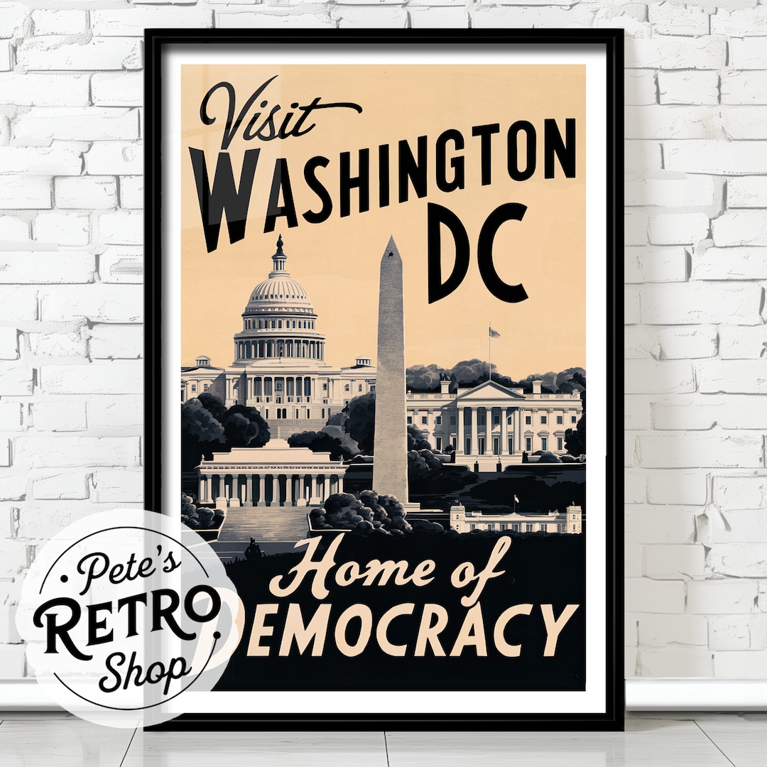Washington DC Retro Travel Poster or Canvas Print. Vintage American ...