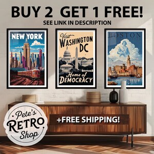 Washington DC Retro Travel Poster or Canvas Print. Vintage American ...