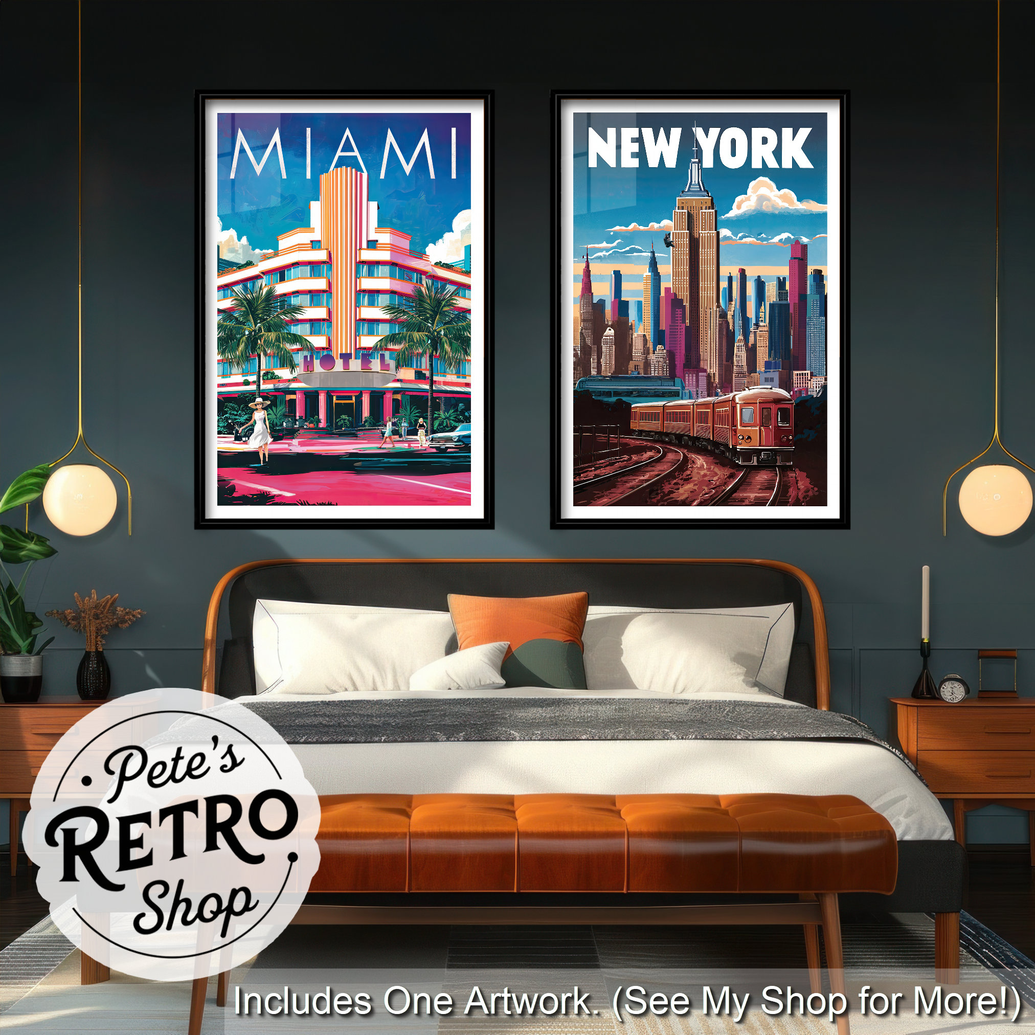 Miami Retro Travel Poster or Canvas Print. Florida South Beach Ocean ...