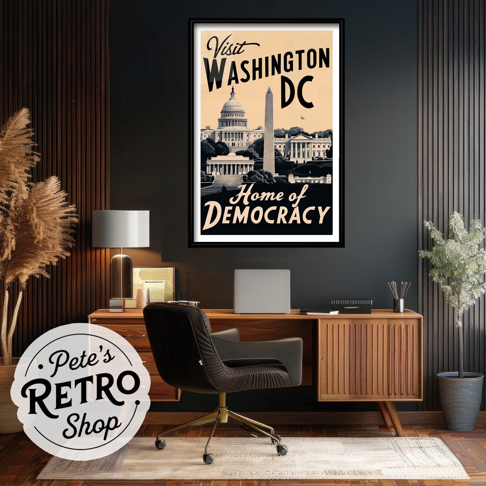 Washington DC Retro Travel Poster or Canvas Print. Vintage American ...