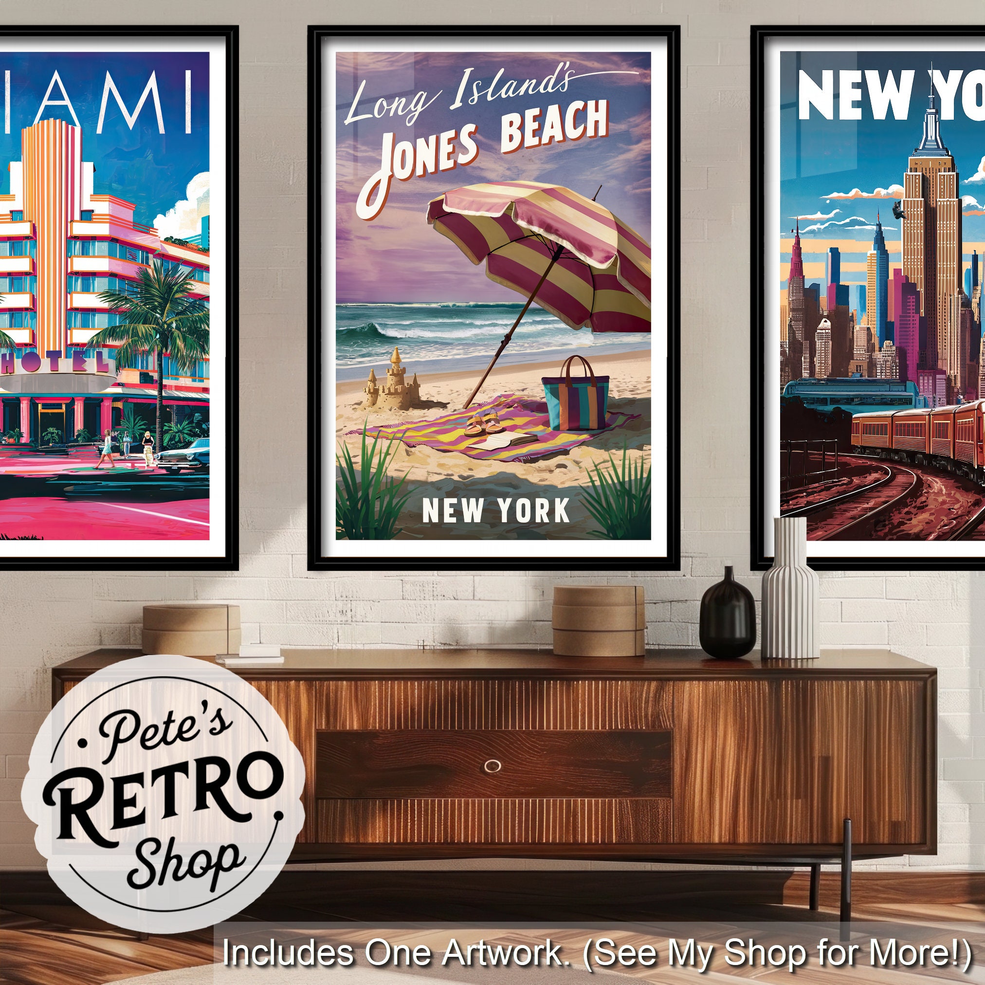 Long Island Retro Travel Poster or Canvas Print. New York Beach ...