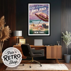 Long Island Retro Travel Poster or Canvas Print. New York Beach ...