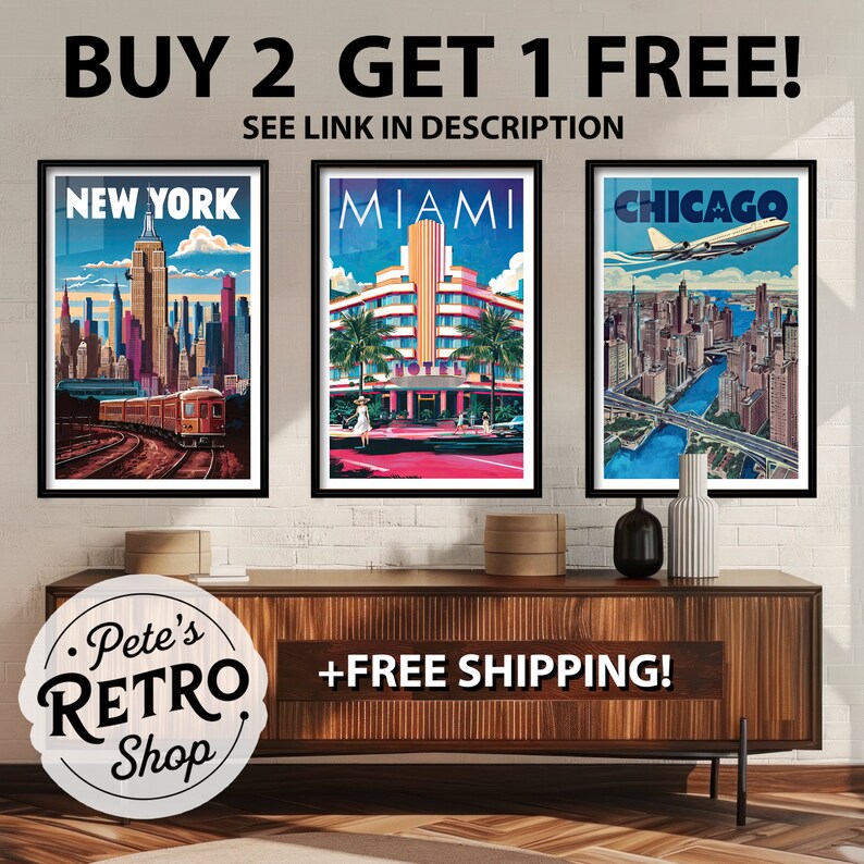 Miami Retro Travel Poster or Canvas Print. Florida South Beach Ocean ...