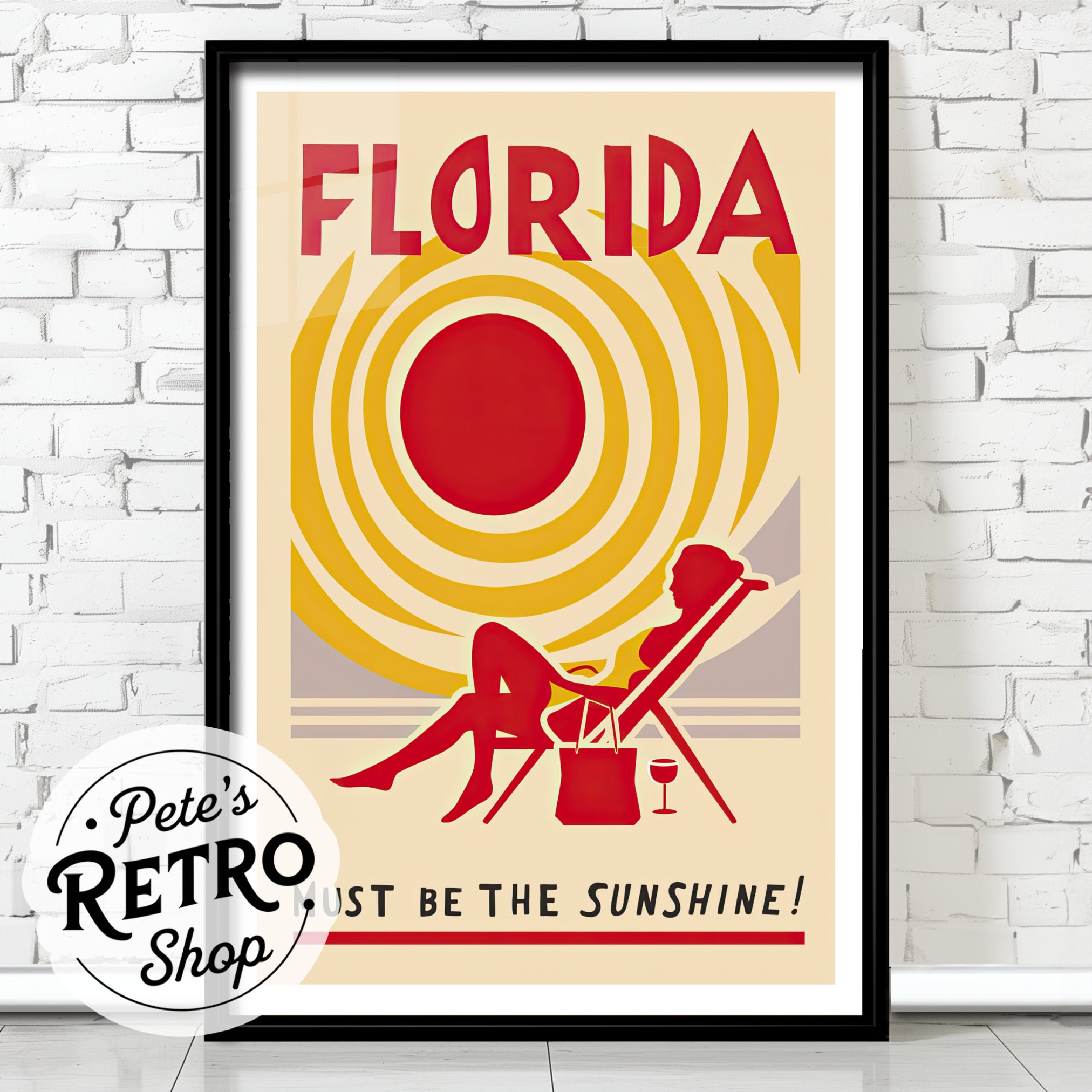 Florida Retro Travel Poster or Canvas Print. Vintage Summer Sun ...