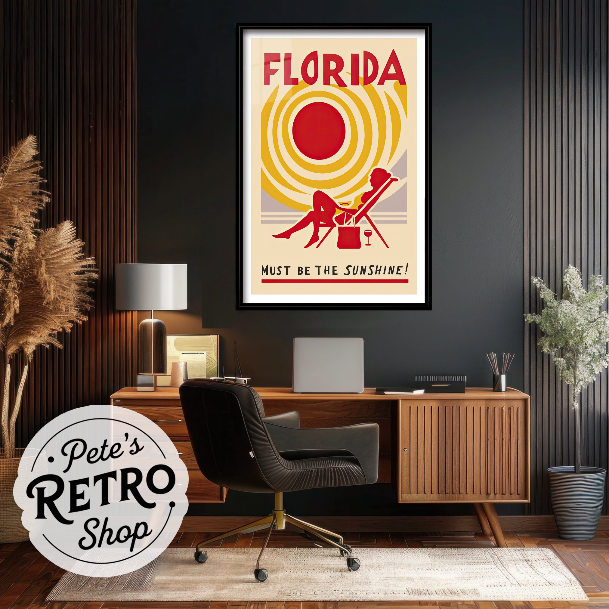 Florida Retro Travel Poster or Canvas Print. Vintage Summer Sun ...