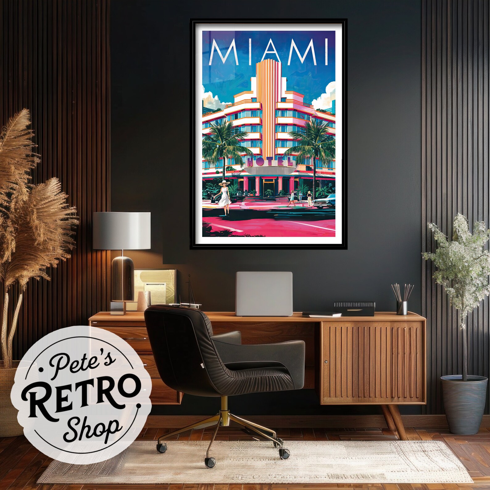Miami Retro Travel Poster or Canvas Print. Florida South Beach Ocean ...