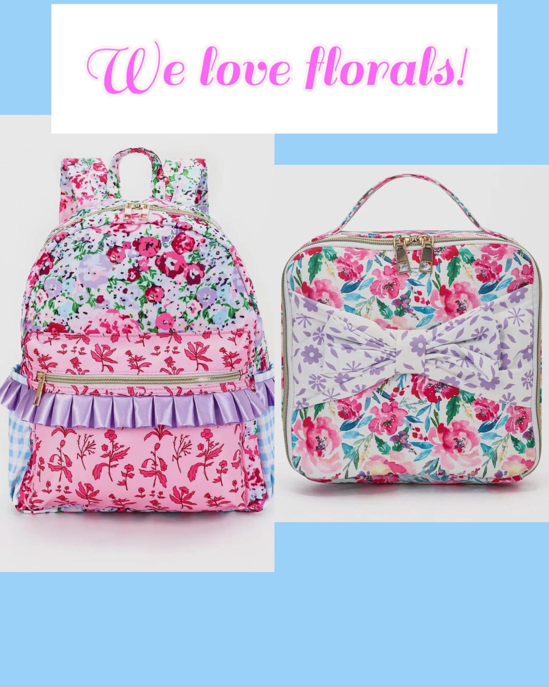 Girl’s Floral Ruffle Book Bag Backpack Lunch Box - Etsy