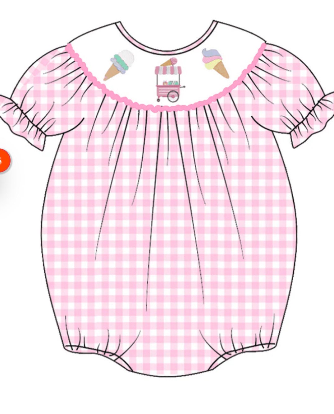 Pink Gingham Smocked Embroidered Sweet Ice Cream Theme Bubble Outfits ...