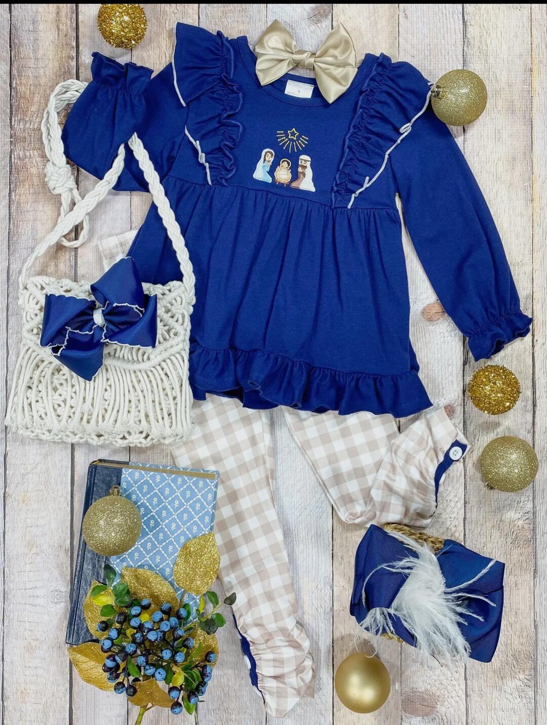 Christmas Nativity Ruffled Girls Pants Outfit - Etsy