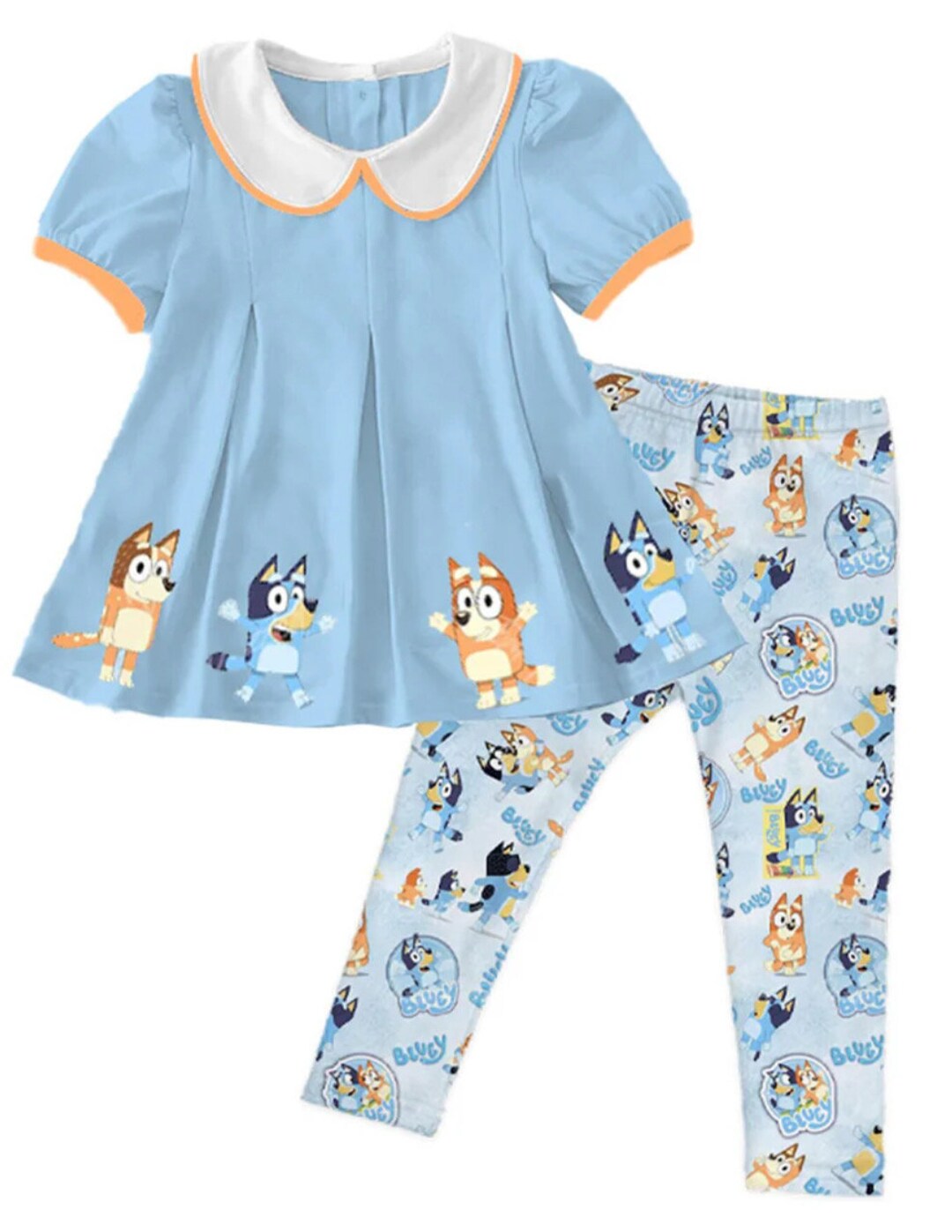 Embroidered Bluey Pants Set Outfit - Etsy