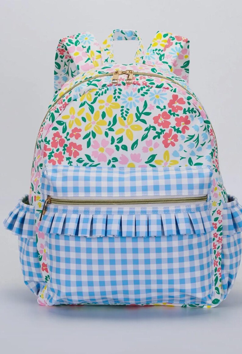 Girls Floral Ruffle Book Bag Backpack Lunch Box - Etsy