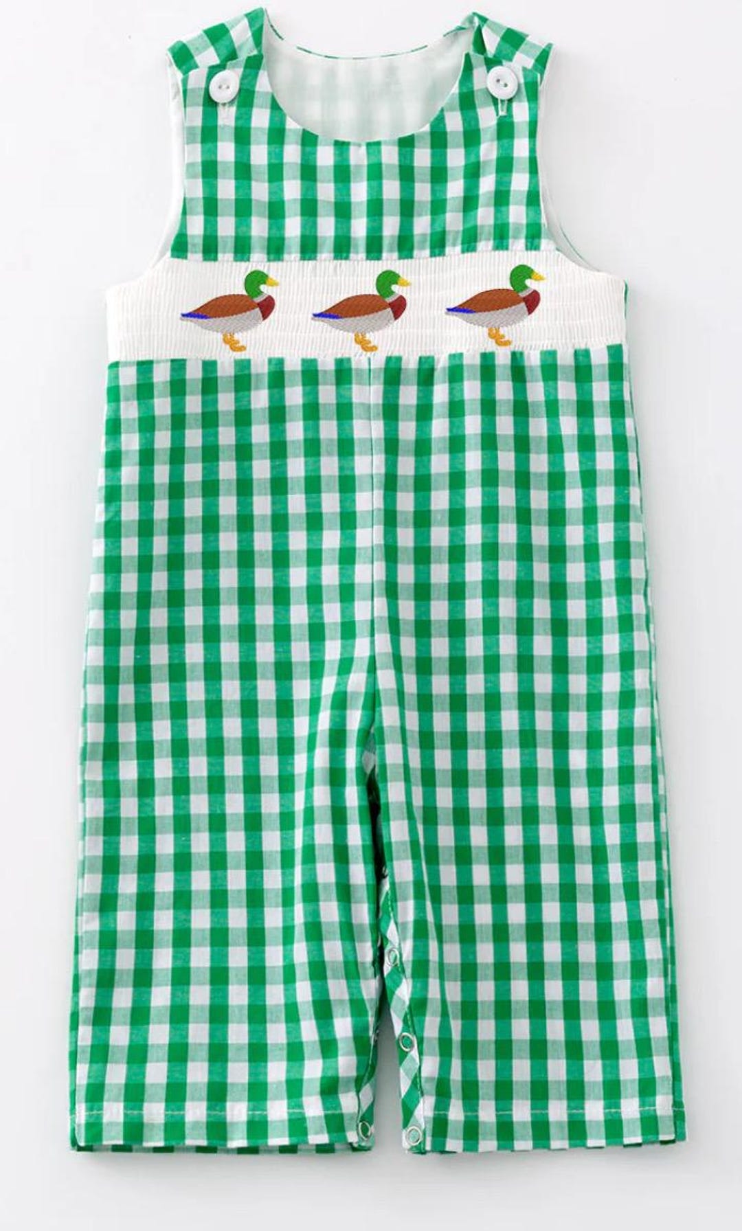 Smocked Green Gingham Mallard Ducks Boys Longall Outfit - Etsy
