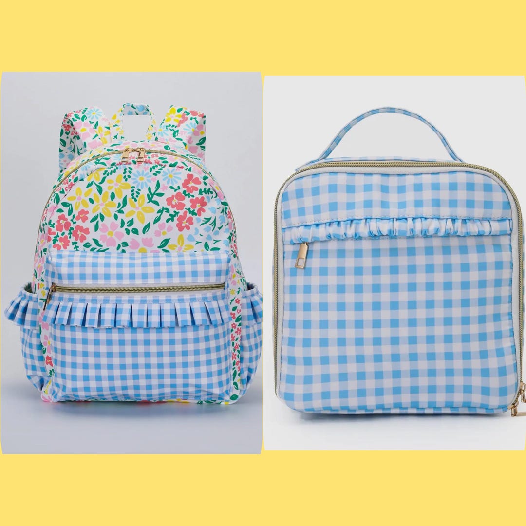 Girls Floral Ruffle Book Bag Backpack Lunch Box - Etsy