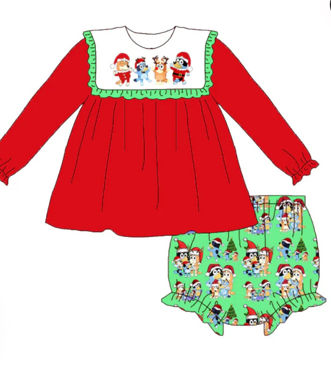 Embroidered Disney Christmas Bluey Bloomer Outfit - Etsy
