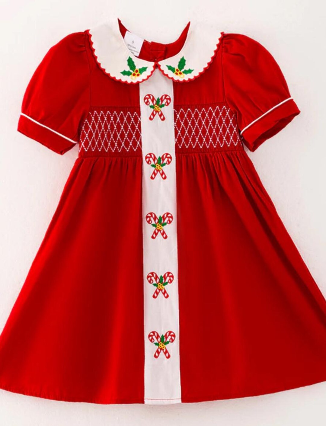 Embroidered Smocked Vintage Candy Canes Christmas Dress - Etsy