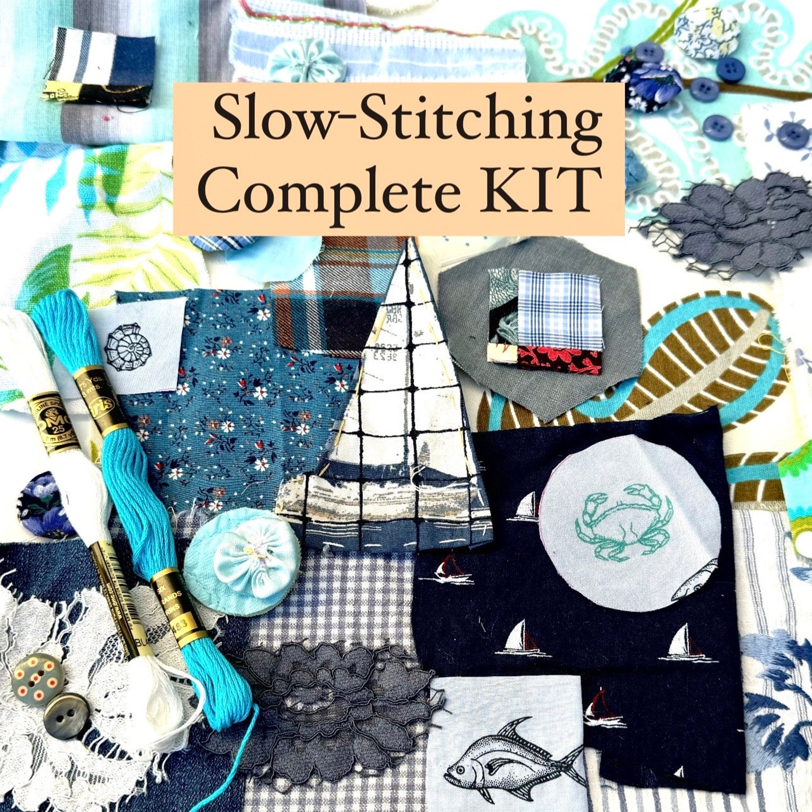 Ocean Inspired Complete Slow Stich Kit for Beginner DIY Sailing Fabric ...
