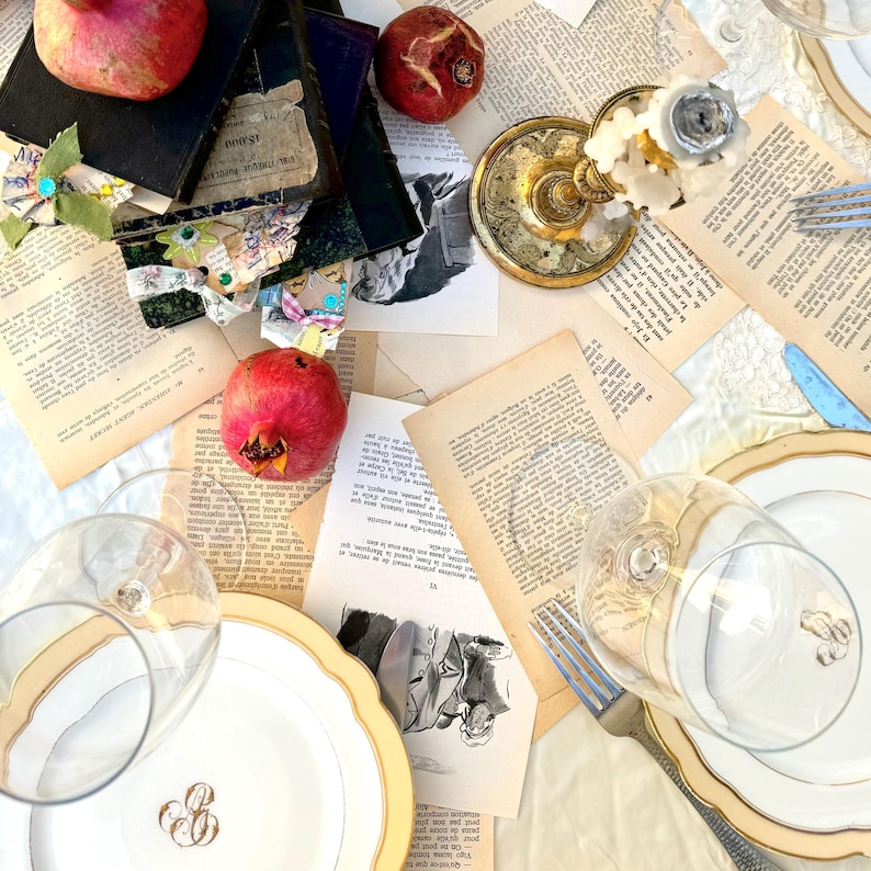 Book Club Decor Book Party Decoration | Vintage French Book Page Bundle ...