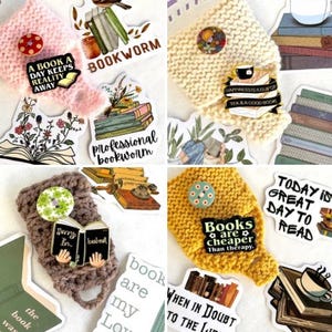 Book Lover Enamel Pin Sticker Gift Set for Literary Bookworm Reading ...