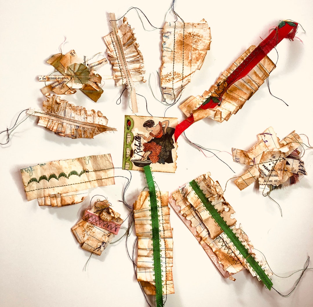 Coffee Dyed Paper Ruffles Strips for Journaling Snippets Distressed ...