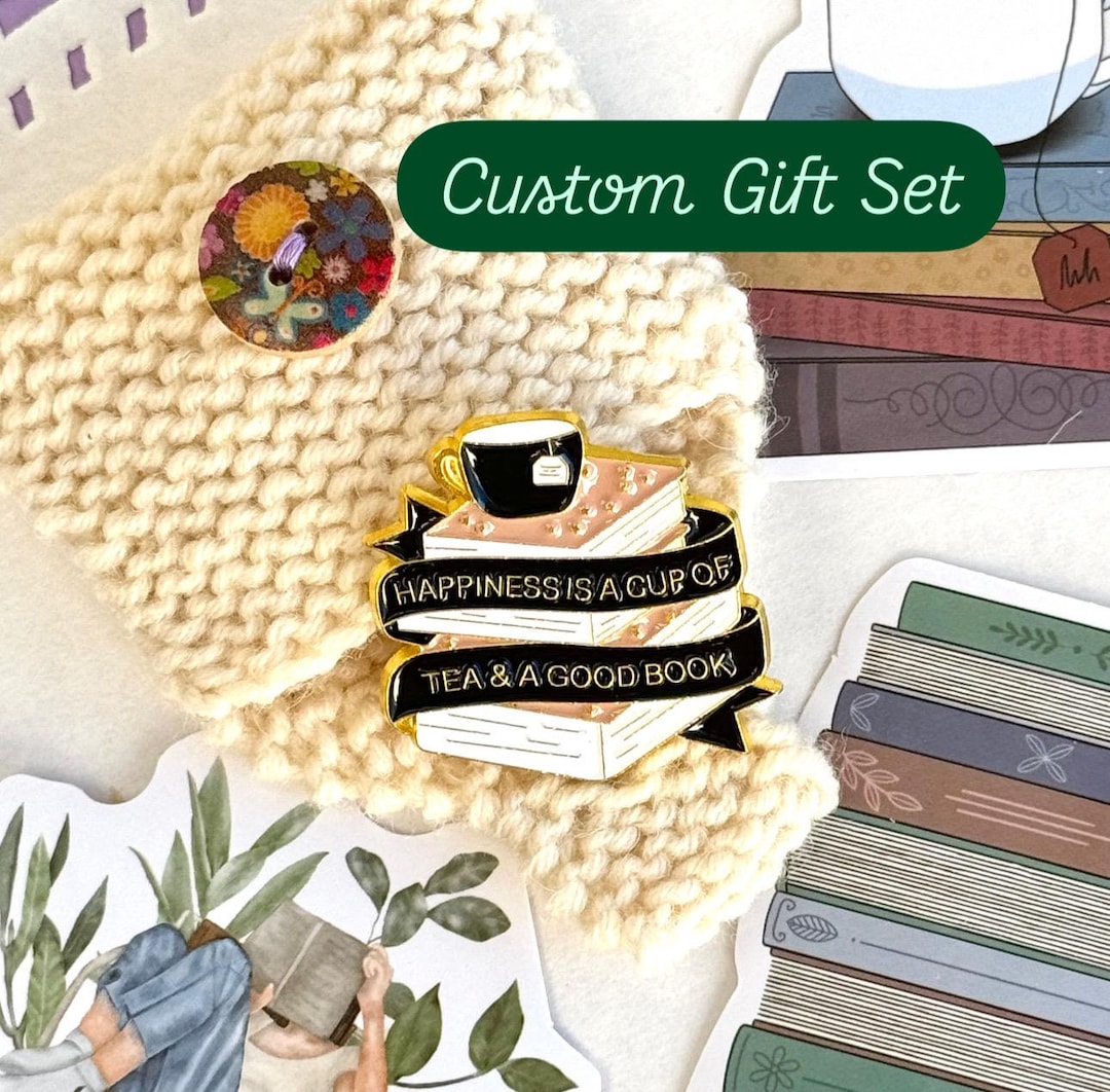 Book Lover Enamel Pin Sticker Gift Set for Literary Bookworm Reading ...