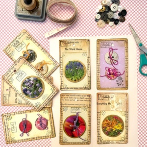 Large Faux Floral Button Journaling Card Vintage Looking Ephemera Paper ...