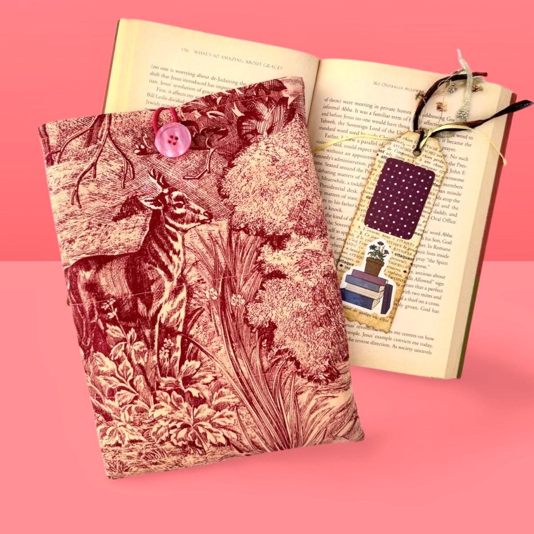 Cloth Book Sleeve for Novel Handmade Book Lover Gift Fabric Padded Book ...
