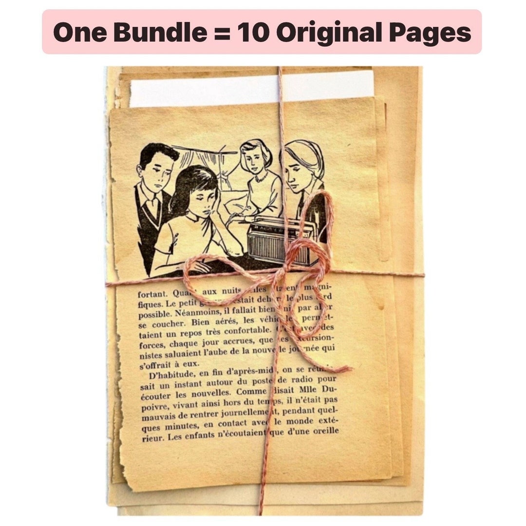 Vintage Scrapbooking Paper Bundle Authentic French Book Page 10 Pieces ...