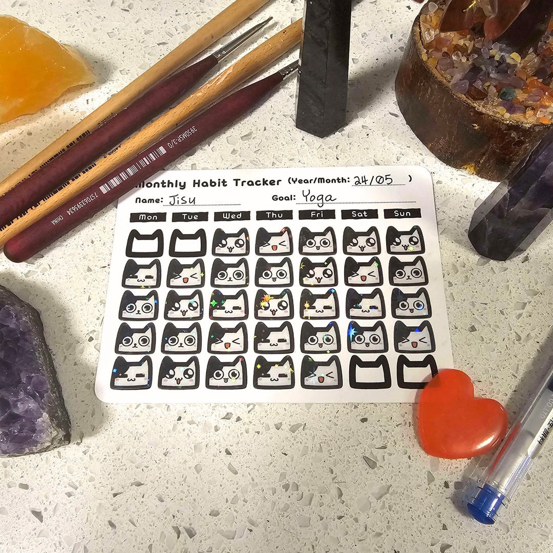 Daily Routine Tracker With Cat Stickers for Journals and Planners ...