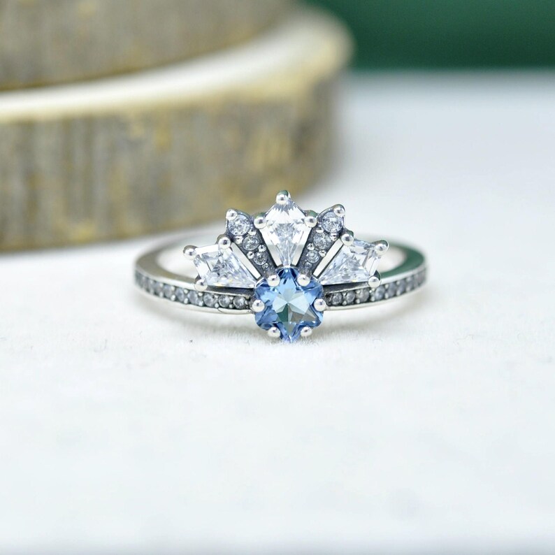 Sterling Silver Frozen Queen Elsa Tiara Ring, Cubic Zirconia - Etsy