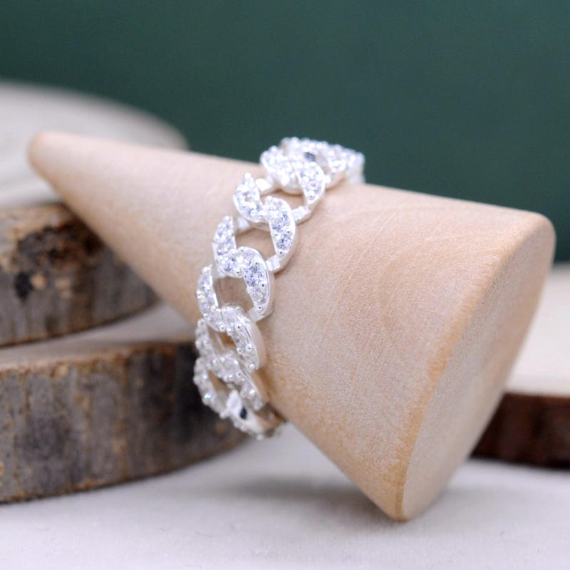 Cuban Pave Chain Ring - Etsy