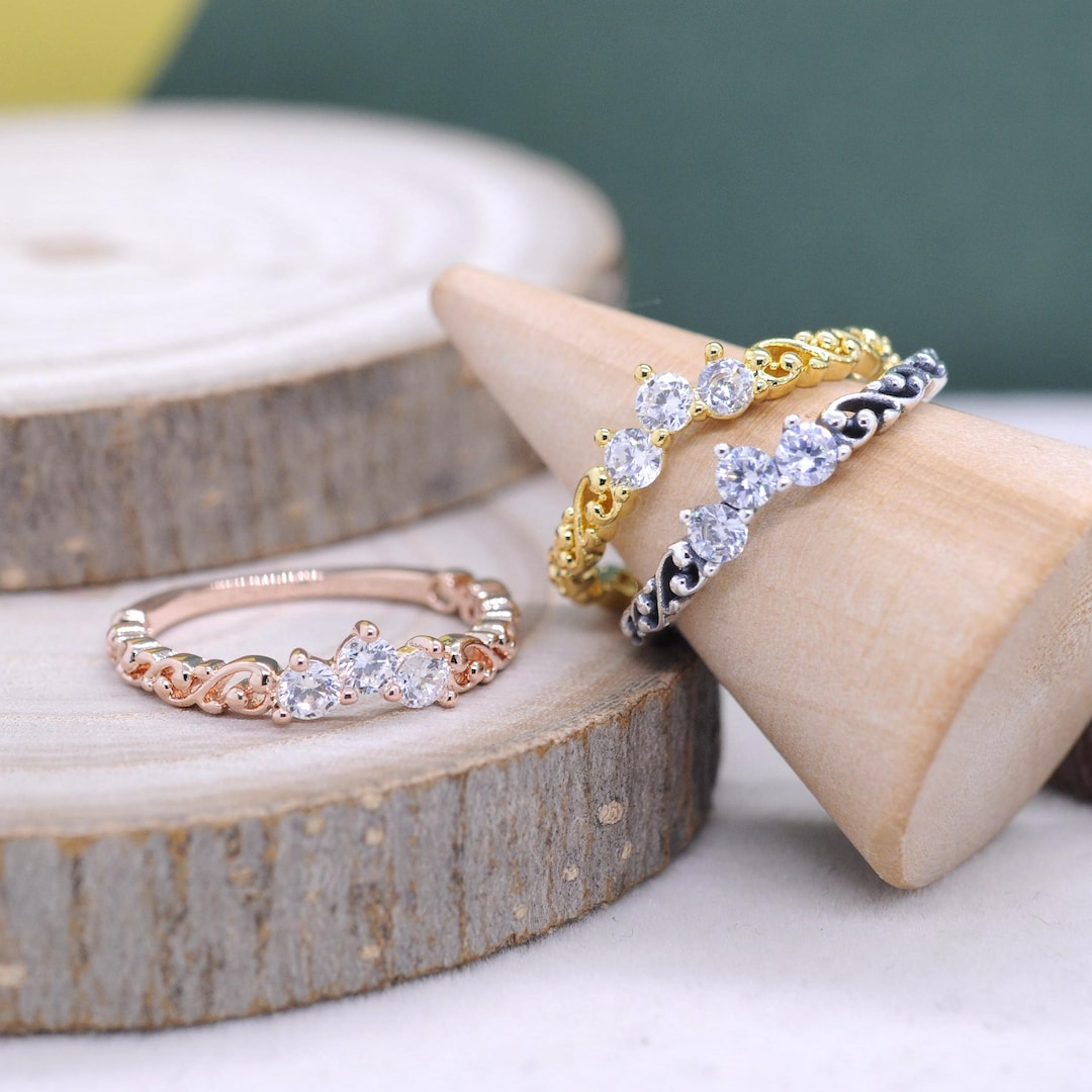 Regal Swirl Tiara Ring: Sterling Silver, 14k Gold Plated and Rose Gold ...