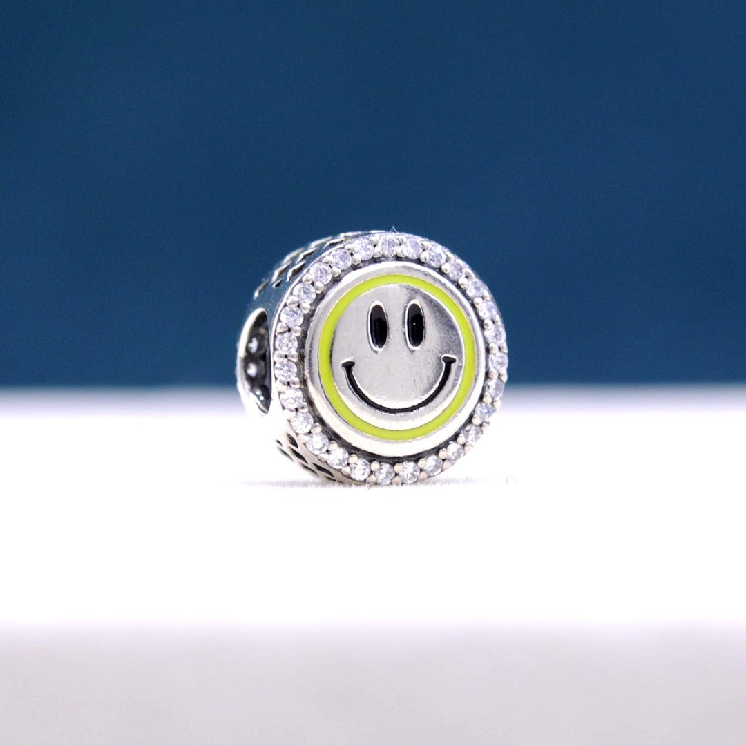 925 Sterling Silver Smile Face Charm Smiley Face Charm / Button Charm ...