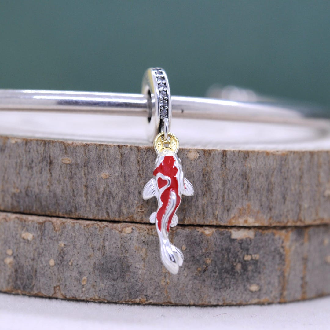 Two-tone Fortune Carp Fish Dangle Charm : Sterling Silver & 14K Gold - Etsy