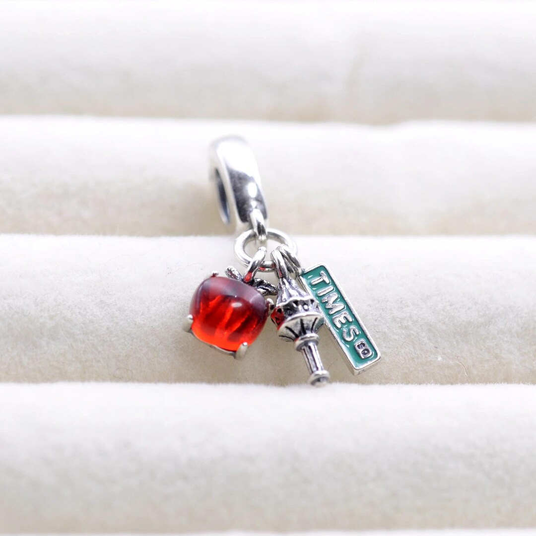 925 Sterling Silver NYC Big Apple, Torch and Street Dangle Charm Fit ...