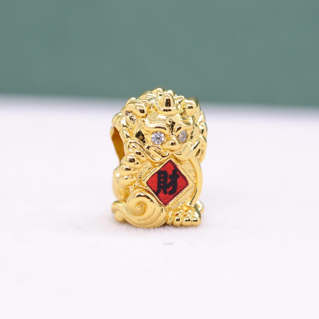 14K Gold-plated Chinese Fortune Pixiu Charm/ for Charm Bracelets /gift ...