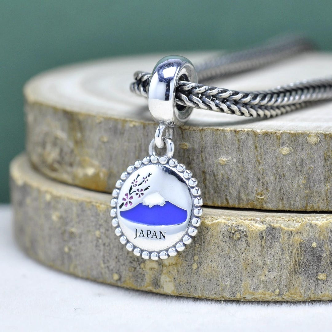 925 Sterling Silver Mt. Fuji Japan Mount Fuji Dangle Charm Japanese ...