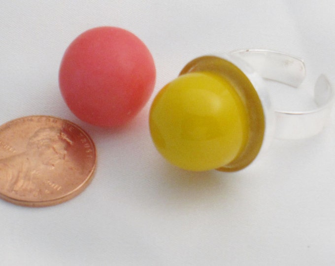 Bubble Gum Adjustable Silver-plate Ring Yellow - Etsy