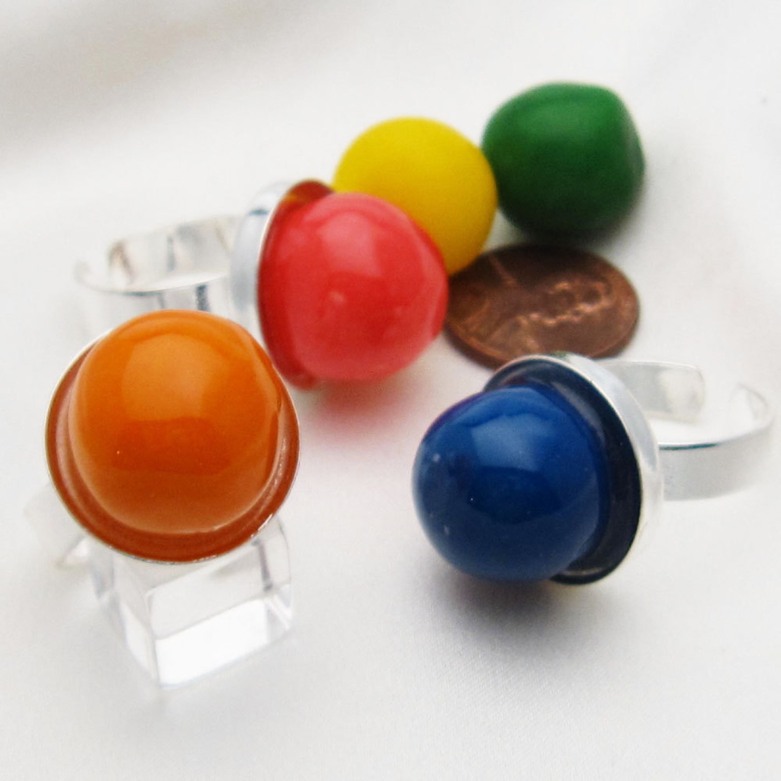 Bubble Gum Adjustable Silver-plate Ring Yellow | Etsy