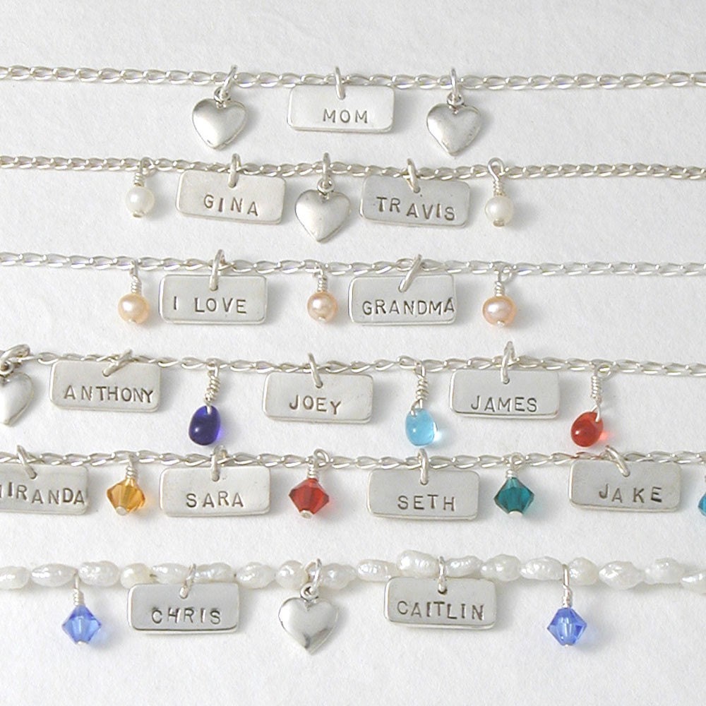 5 Name Sterling Personalized Pendant/bracelet 5 Names/6 | Etsy