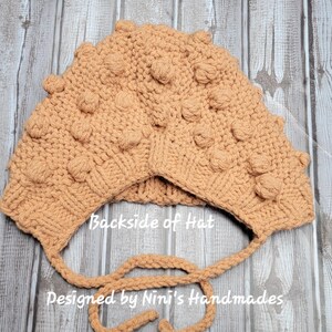 Made to Order Kids Hand Knit Purl Stitch Bobble Pumpkin Pie Bonnet - Etsy