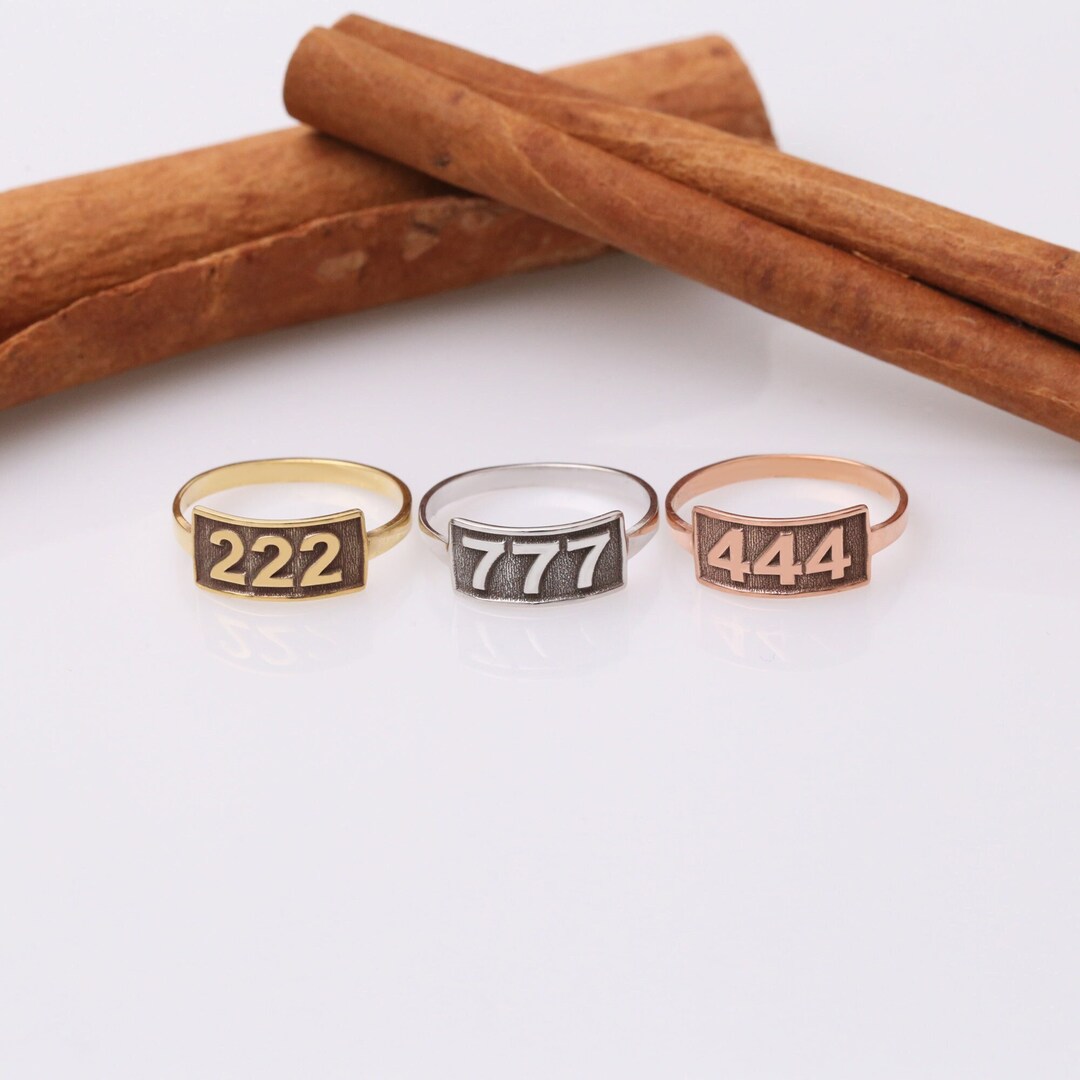 Angel Number Ring 925 Silver, Custom Number Year Ring, 111 222 333 444 ...