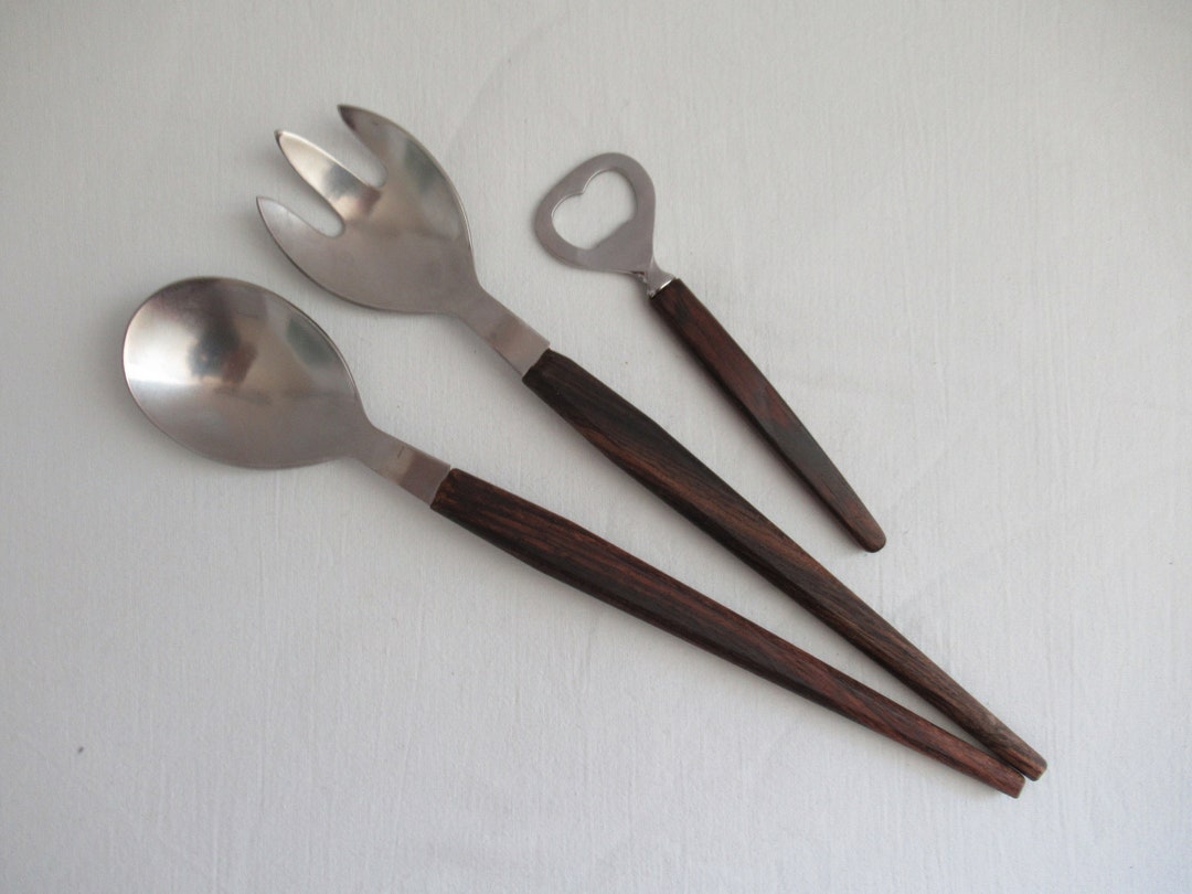 Vintage Scandinavian Mid Century Modern Salad Utensils in Stainless ...