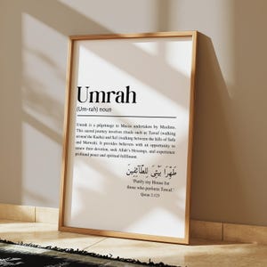Umrah Islamic Definition Framed Wall Art, Modern Minimalist Quranic Calligraphy Quote Prints ...