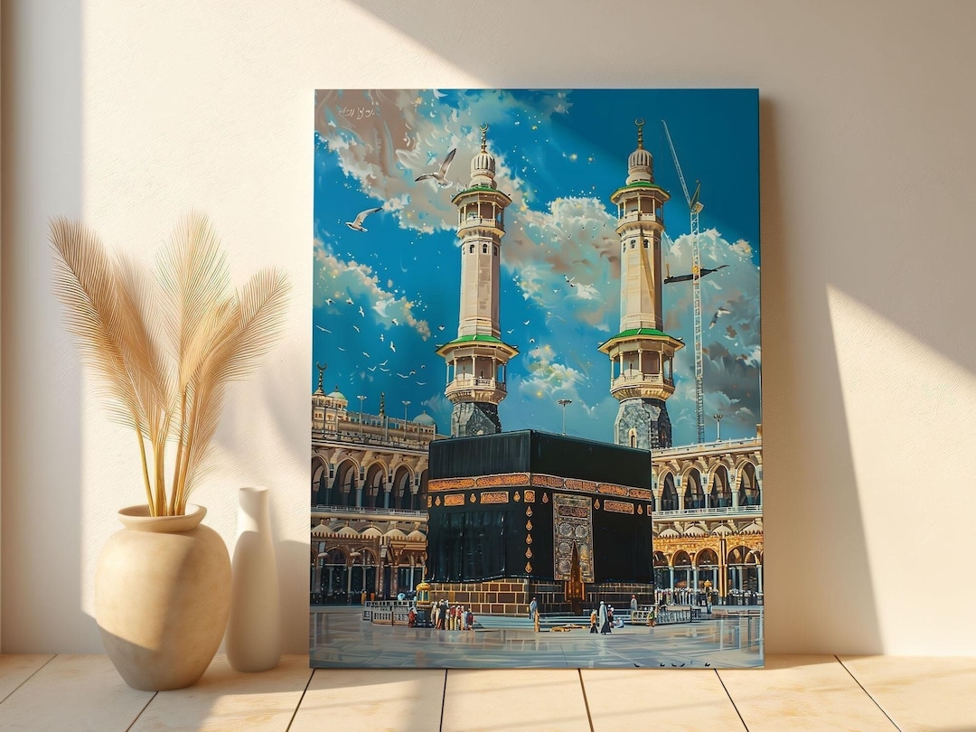 Masjid Al-haram Kaaba Watercolour Canvas Art Mecca, Saudi Arabia ...