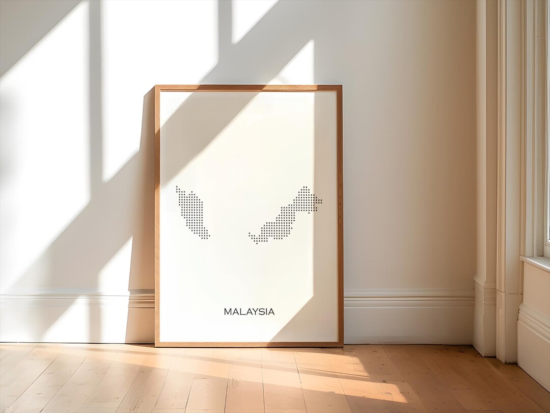 Malaysia Map Framed Dots Poster, Modern Wall Art, Travel Gifts, Home ...
