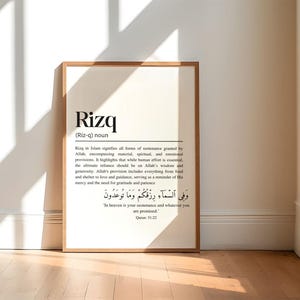 Al Rizq Islamic Definition Framed Wall Art, Modern Minimalist Quranic ...