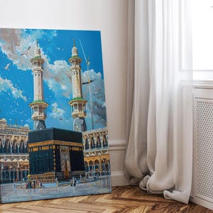 Masjid Al-haram Kaaba Watercolour Canvas Art - Mecca, Saudi Arabia ...